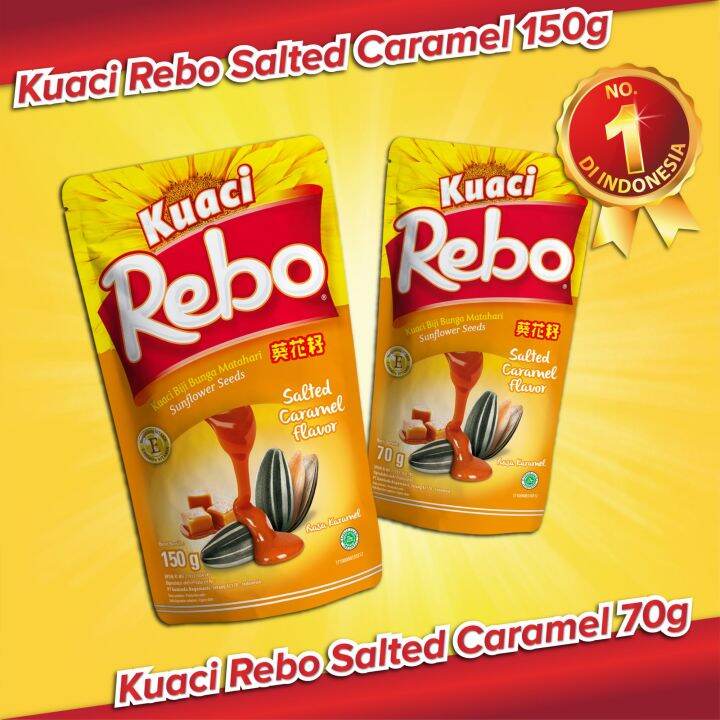 Rebo Kuaci Bundling 2 Pcs Varian Rasa Caramel 150 Gram 70 Gram