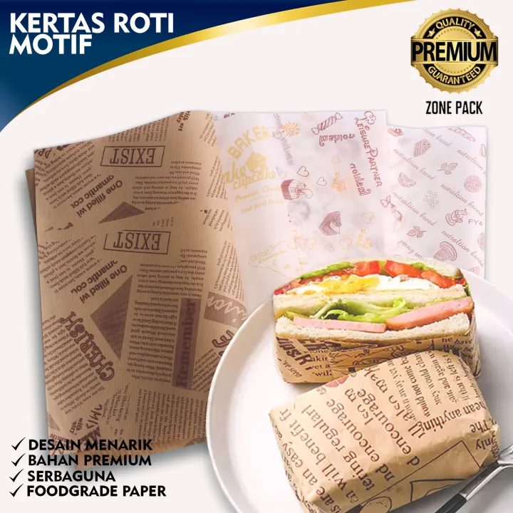 [10 Lembar] Kertas Roti Motif 28x38 cm | Wax Paper | Baking Paper Motif ...