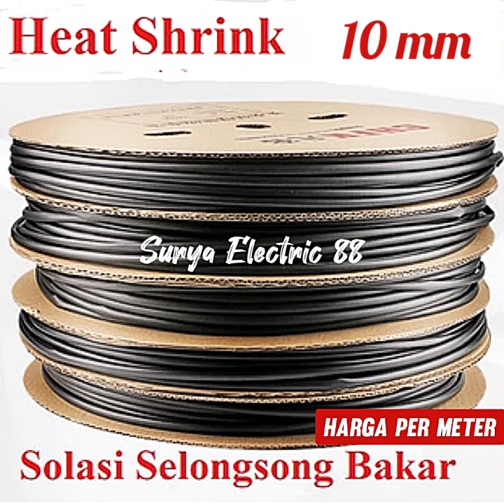 Selang Bakar 10mm Panjang 1 Meter / Heatshrink Tube Selongsong Kabel ...