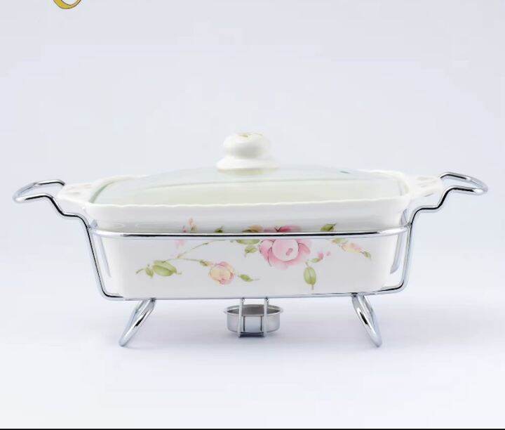 HOT🔥QUEENS 4.5L PREMIUM PORCELAIN CHAFING DISH WITH METAL RACK(CORAK ...