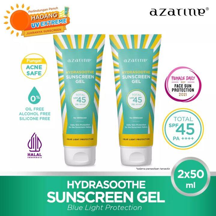 Azarine Sunscreen spf 45 pa++++ 50ml TWINPACK | Lazada Indonesia