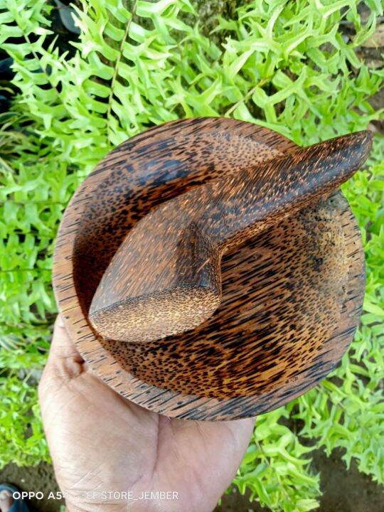 Ulekan kayu aren dan Cobek diameter 15cm | Lazada Indonesia