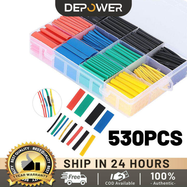 Hometools 530PCS Heat Shrink Tubing Insulation Shrinkable Tubes Assortment Electronic Polyolefin ...