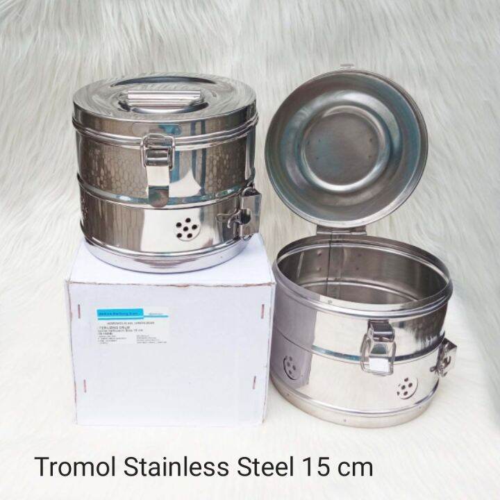 Tromol Kasa Dressing Drum diameter 15cm Stainless Steel | Lazada Indonesia