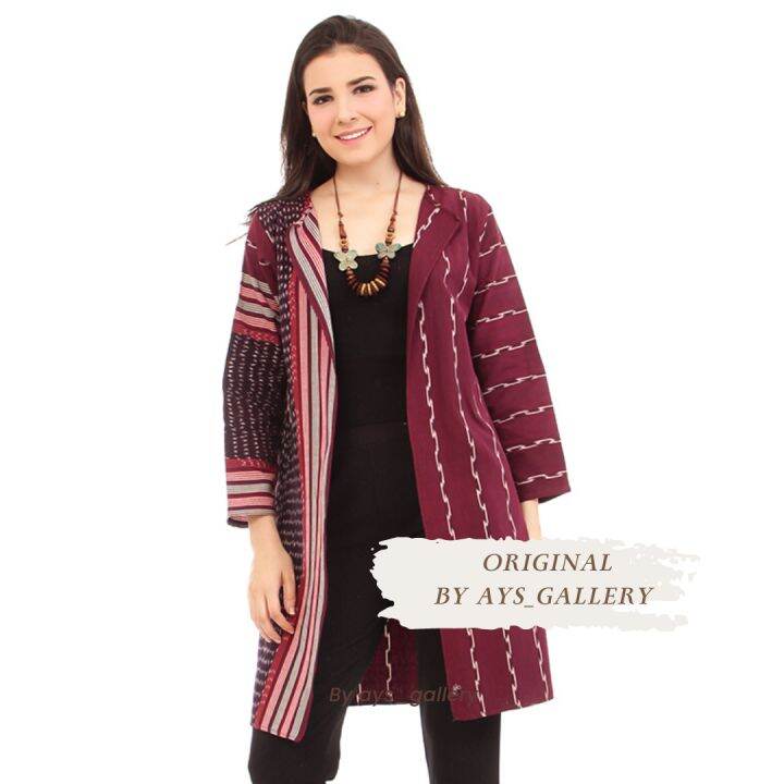 LONG OUTER TENUN IKAT TRADISIONAL MURAH SERAGAM KERJA KANTOR DINAS ...