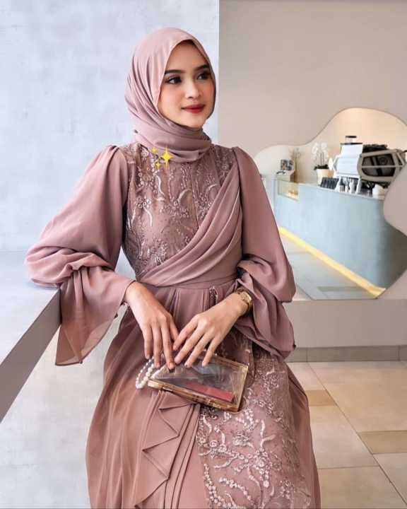 Melisa dress kondangan gamis brokat terbaru gaun kondangan muslimah maxi dres wanita muslim ...