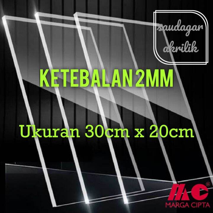 akrilik bening 2mm ukuran 30cm x 20cm marga cipta | Lazada Indonesia