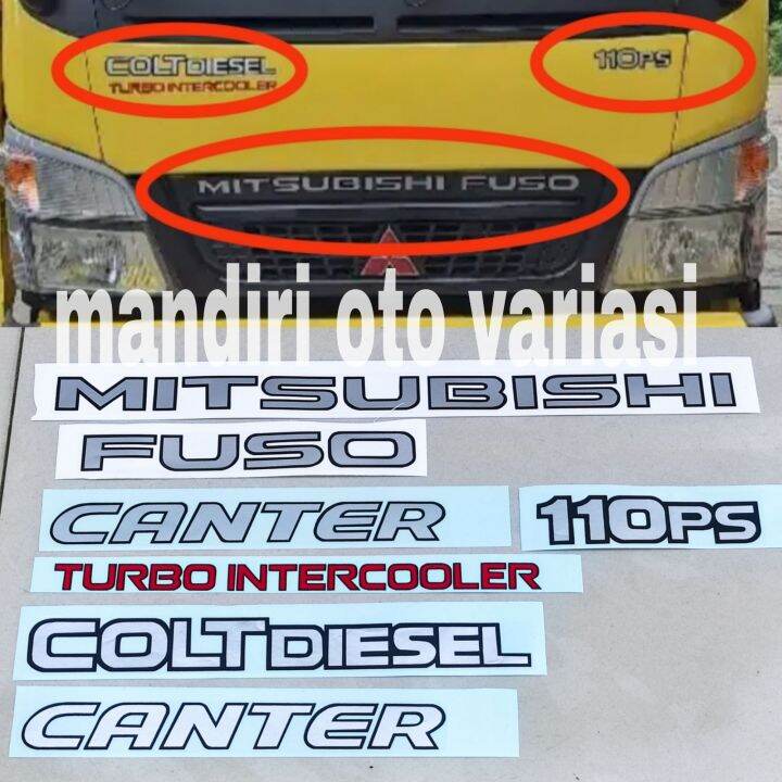 Satu set stiker striping body tulisan Mitsubishi Fuso 110ps Canter ...