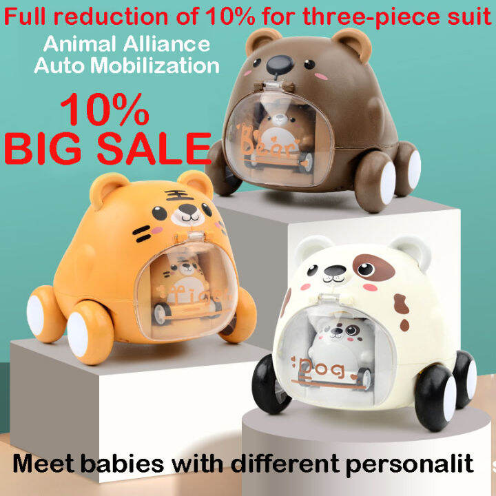Safety Puzzle Press Toy Cute Pet Inertial Ejection Car Children ...