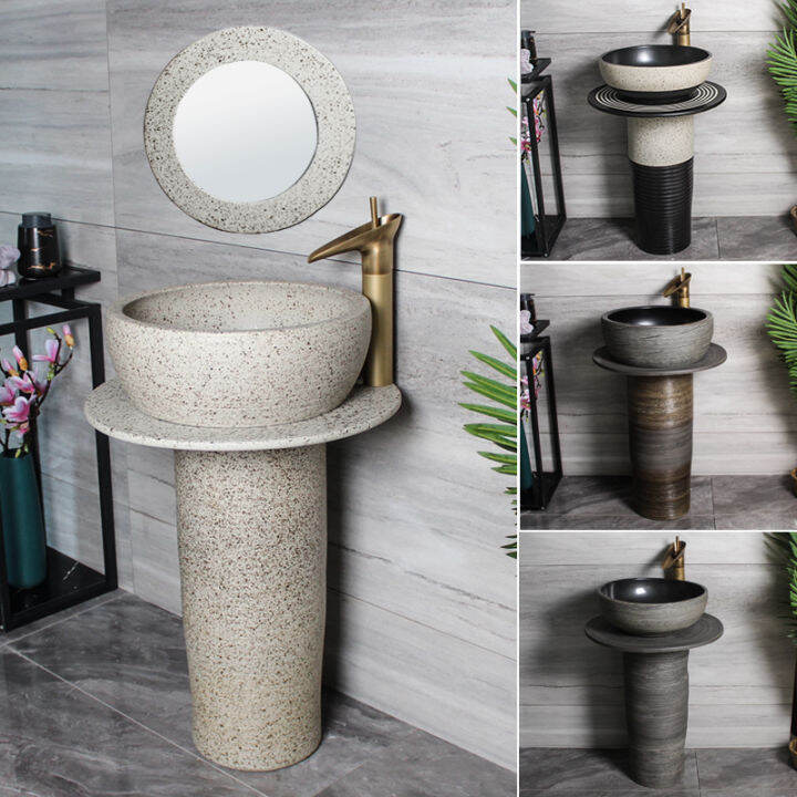 Outdoor Column Type Washbasin Ceramic Wash Basin Integrated Floor Type ...