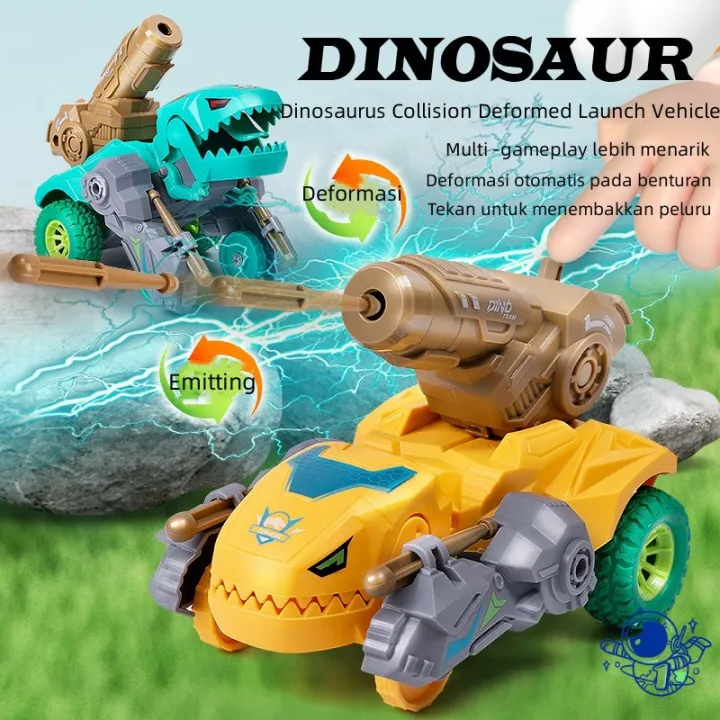 Deformasi Mobil Dinosaurus tabrakan Mobil mainan inersia anak dengan ...