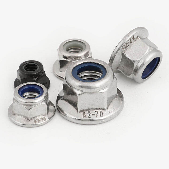 304 Stainless Steel Flange Nylon Lock Nut Self-Locking Nut Nylon Cap ...