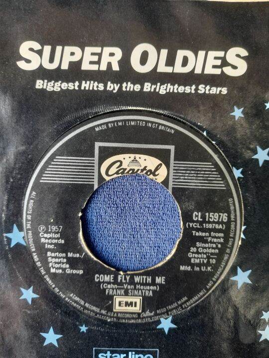 แผ่นเสียง7" box2 , FRANK SINATRA , COME FLY WITH ME , WITCHCRAFT , แผ่นเสียง 7" 45 rpm สภาพฟัง ...