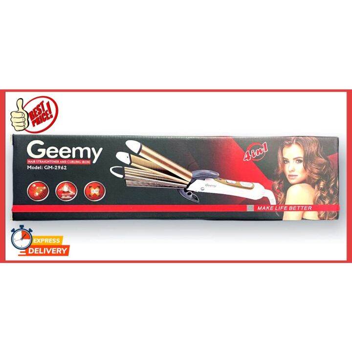NEW STOCK 4 in 1 Geemy GM-2962 Professional Hair Straightener And Curling Iron | Lazada