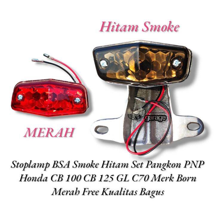 Stoplamp BSA Smoke Hitam PNP Honda CB 100 CB 125 GL C70 Merk Born Merah ...