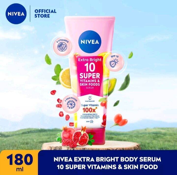 NIVEA Extra Bright Body Serum 10 Super Vitamin & Skin Food 180mL | Body ...