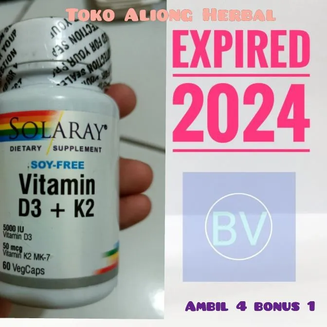 Solaray Vitamin D3 + K2 5000iu 125mcg isi 60 Vegan Capsules Vitamin D ...