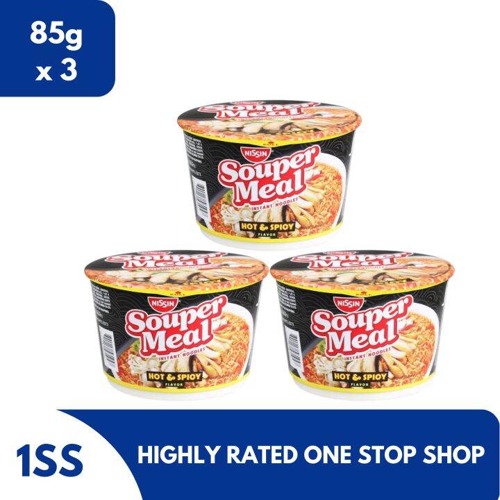 Nissin Souper Meal Instant Noodles Hot & Spicy Flavor, 85g set of 3 ...