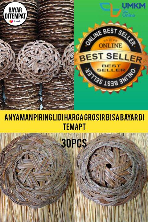 piring anyaman lidi paket 30pcs bayar di tempat||piring lidi||piring ...