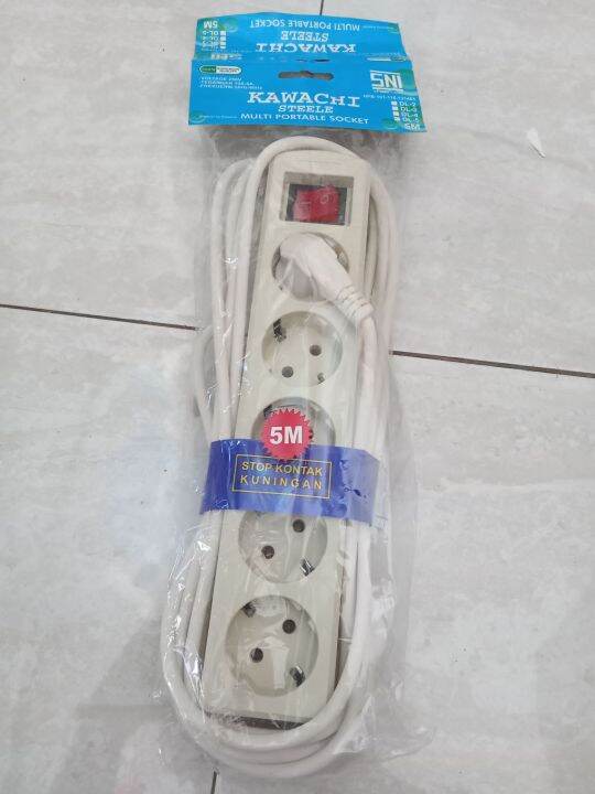 Terminal Stop Kontak 5 Lubang + Kabel 5m KUNINGAN ASLI Colokan Cabang ...