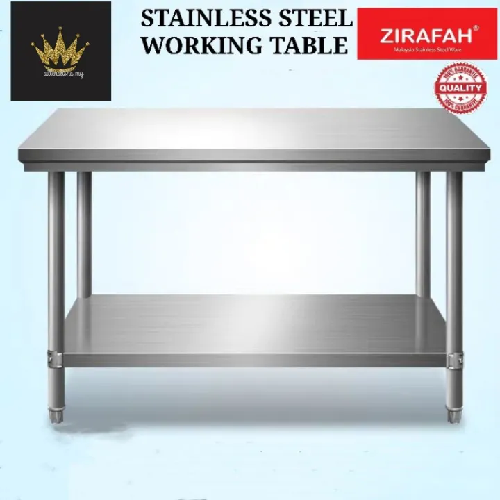 2 Tier Stainless Steel Kitchen Working Table Storage Rack Heavy Duty ...