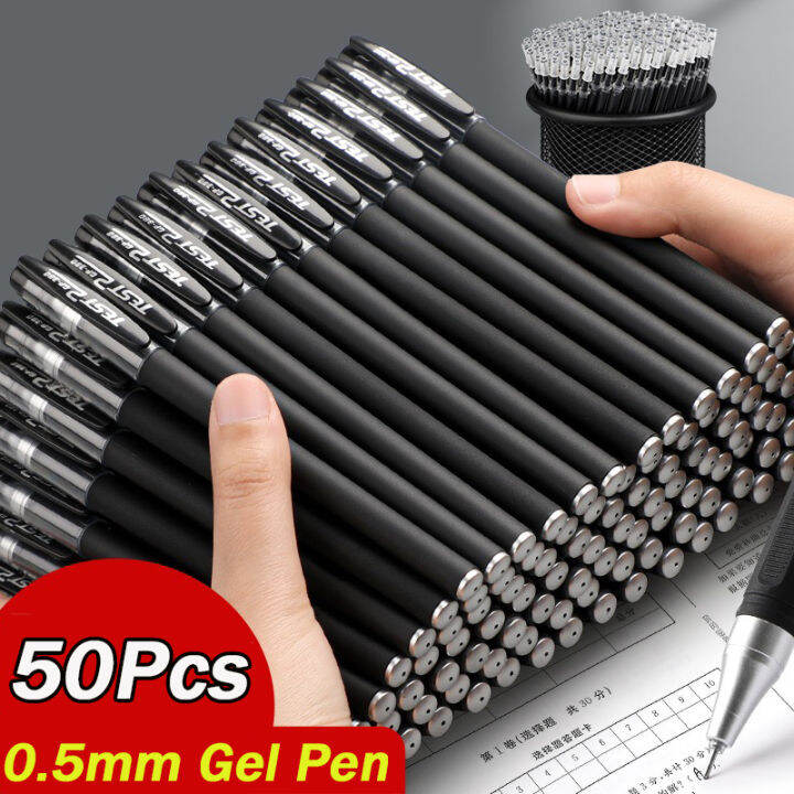 50pcs Gel Pens 0.5mm Neutral Pen Ballpen Black Quick-Drying Pen Signature Pen | Lazada PH