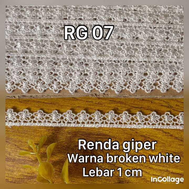 Per 3 meter renda giper warna broken white lebar 1 cm | Lazada Indonesia