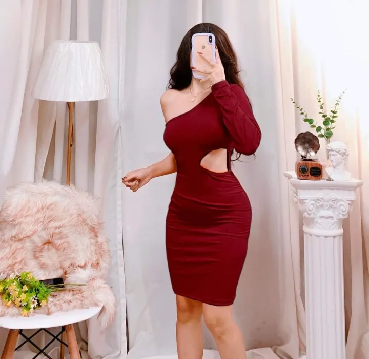 JDS CHARISE DRESS - ONE SIDED LONGSLEEVE DRESS FOR WOMEN - PARTY DRESS ...