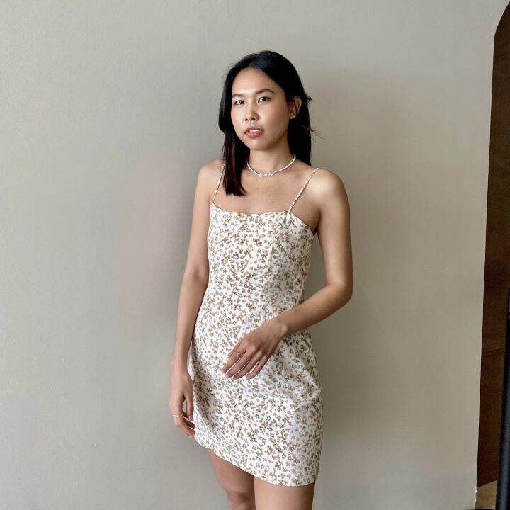 White floral mini dress | Lazada.co.th