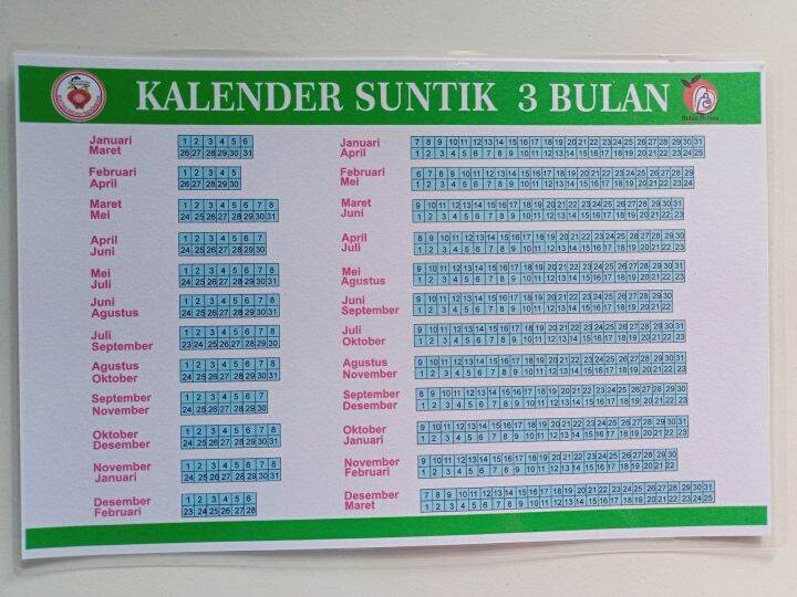 Ready Stok Kalender KB 3 Bulan Laminating | Lazada Indonesia