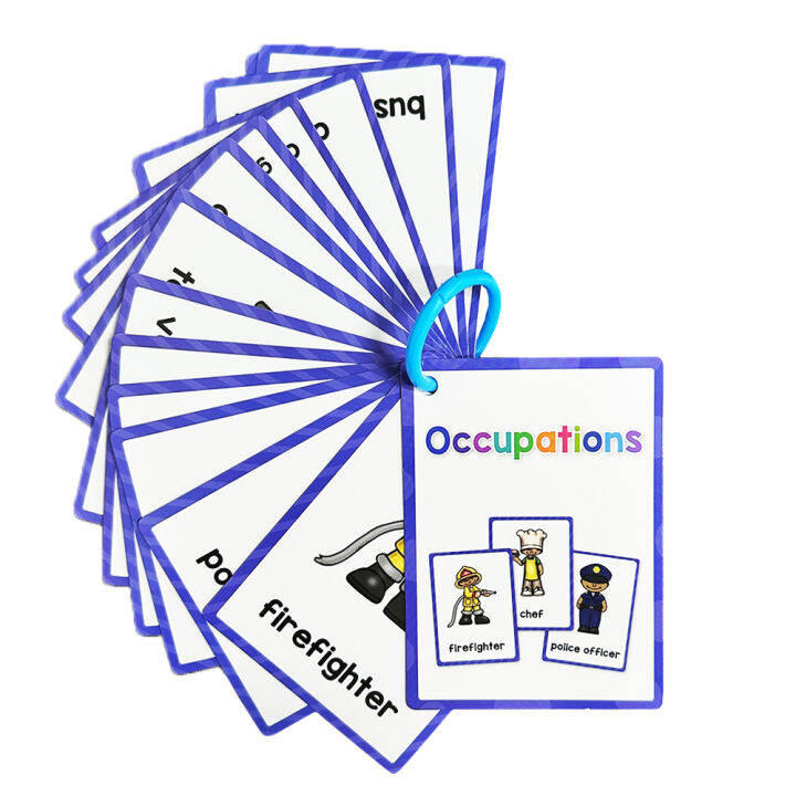 15PCS Occupations Flash Cards Fun Vocabulary English Words Home School ...