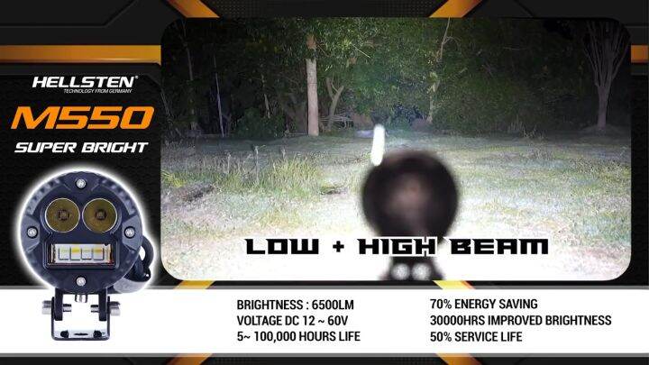 HELLSTEN M550 AUXILIARY LED LIGHT EXTERNAL MOTORCYCLE ACCESSORIES | MADE IN GERMANY | PAIR ...