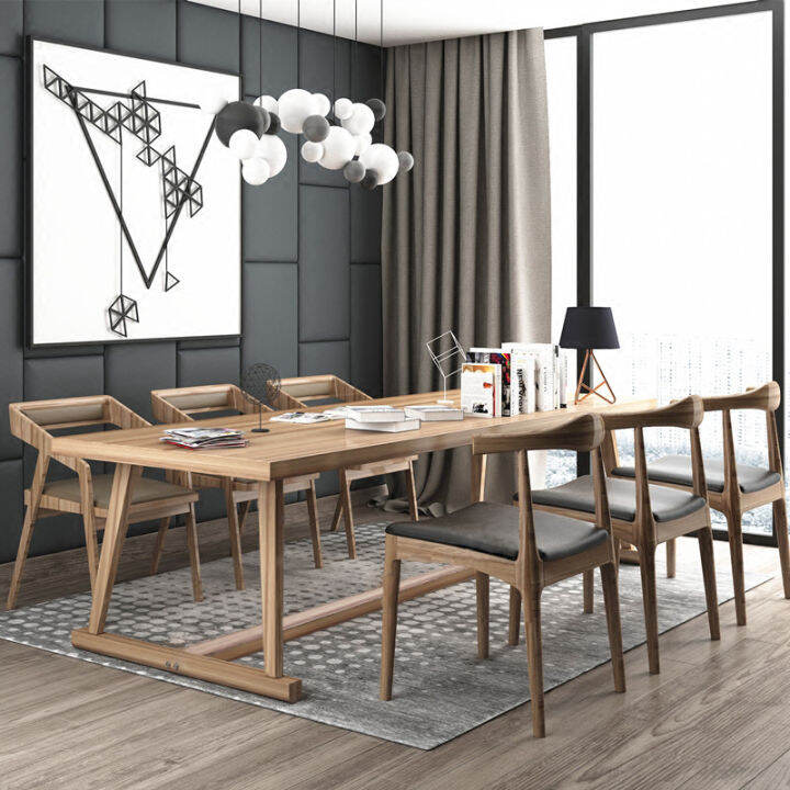 Scandinavian Large Solid Wood Conference Table Long Table Minimalist ...