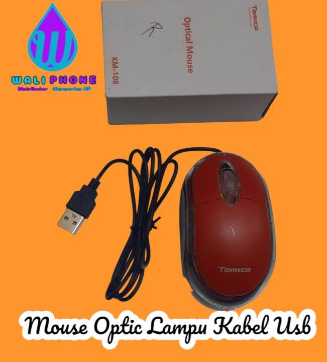 mouse optic usb kabel ada lampu nyala bisa buat handphone tab komputer ...