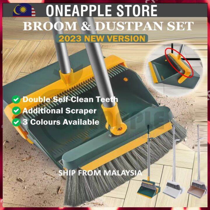 [2023 LATEST VERSION] 2 in 1 Foldable Broom Dustpan Set Broom Set Water ...