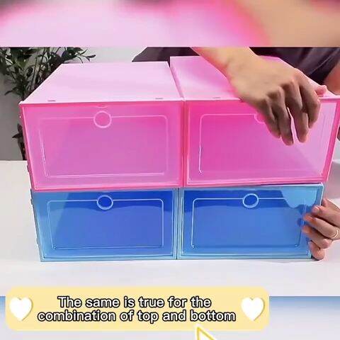 【Big size】Shoe Box Storage hard case Organizer Clear Plastic Stackable ...