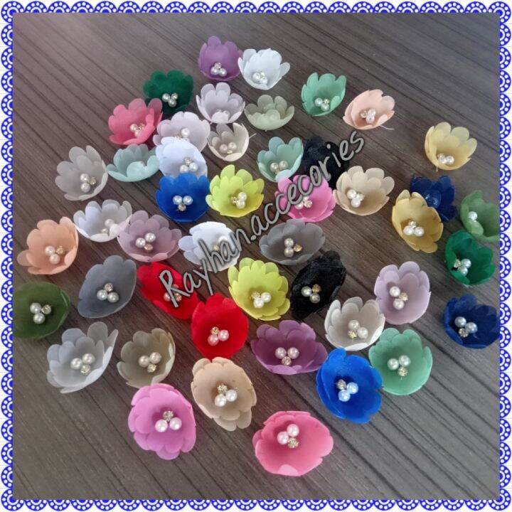 aplikasi bunga organza 3D mini ukuran 2,5 cm/aplikasi bunga 3D | Lazada ...