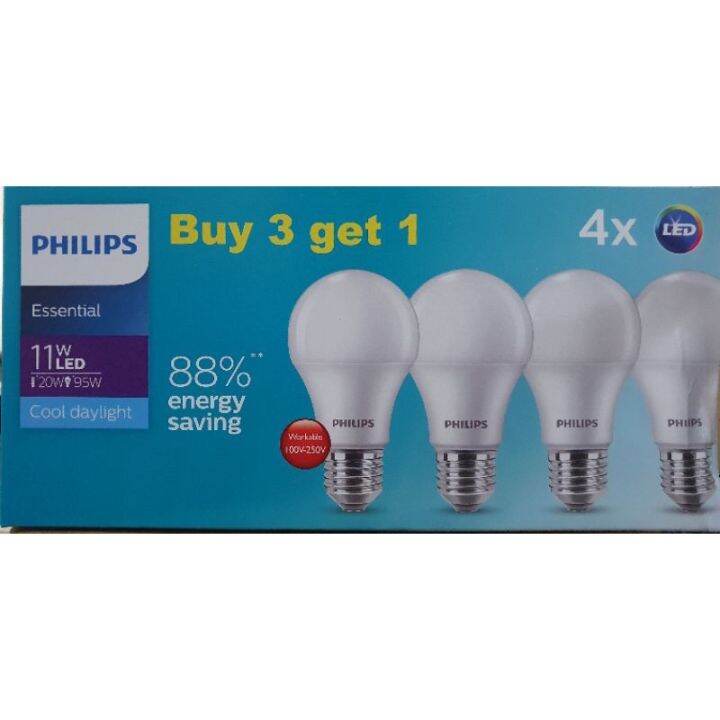 Lampu PHILIPS Paket LED ESSENTIAL Multipack 11W 11Watt CoolDayLight ...
