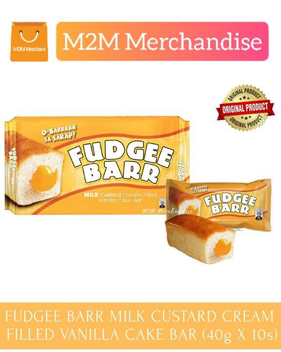 FUDGEE BARR MILK CUSTARD CREAM FILLED VANILLA CAKE BAR (40g X 10s ...