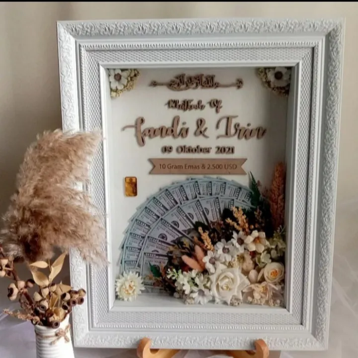 Mahar Pernikahan dan seserahan pernikahan Rustik, pigura double lis ...