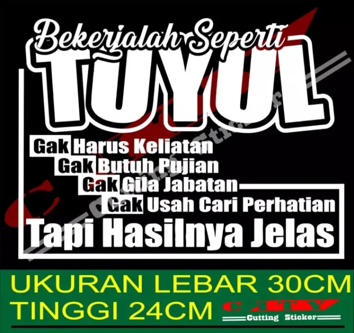 stiker mobil variasi keren TUYUL putih cutting sticker tulisan kata ...
