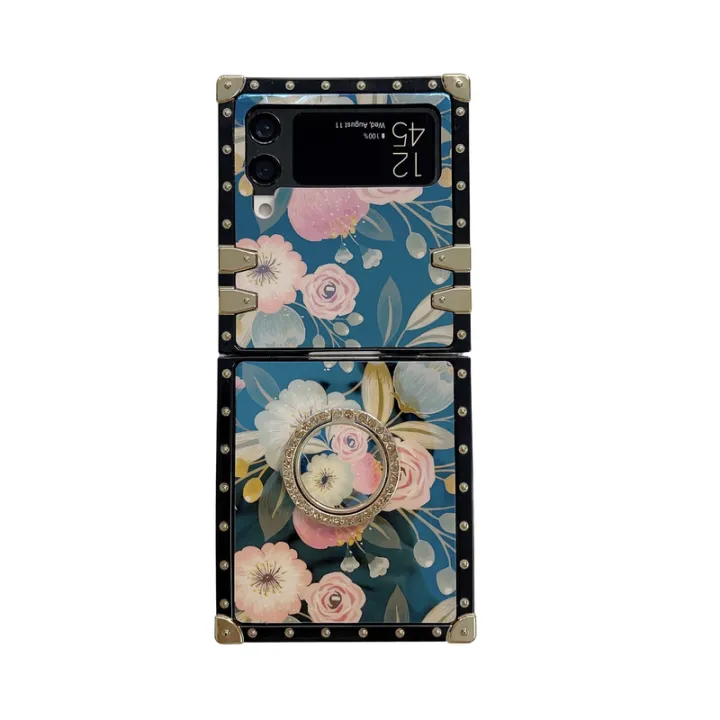 Casing Ponsel Holografis Modis, Casing Dudukan Cincin Jari Motif Bunga ...