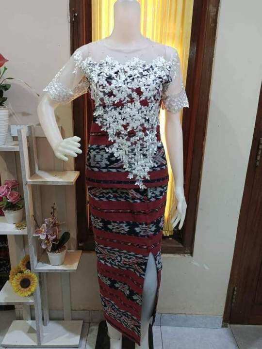 long dress etnik kombi brokat putih | Lazada Indonesia