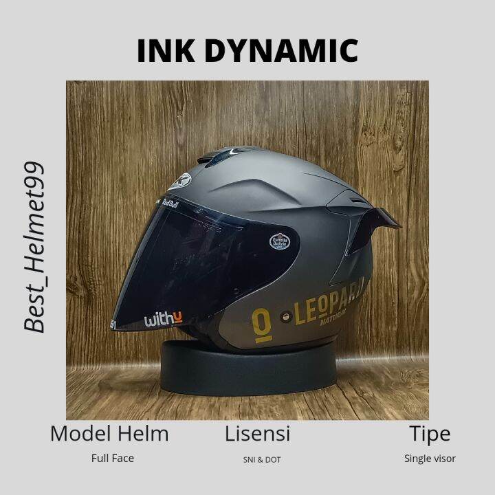 HELM INK DYNAMIC GUNMETAL DOF - VISOR IRIDIUM - SPOULER 2D PAKET ...