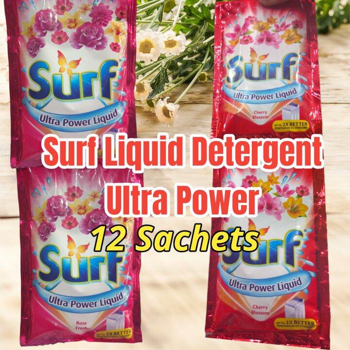 Surf Liquid Detergent Ultra Power (12 Sachets) Cherry Blossom & Rose ...