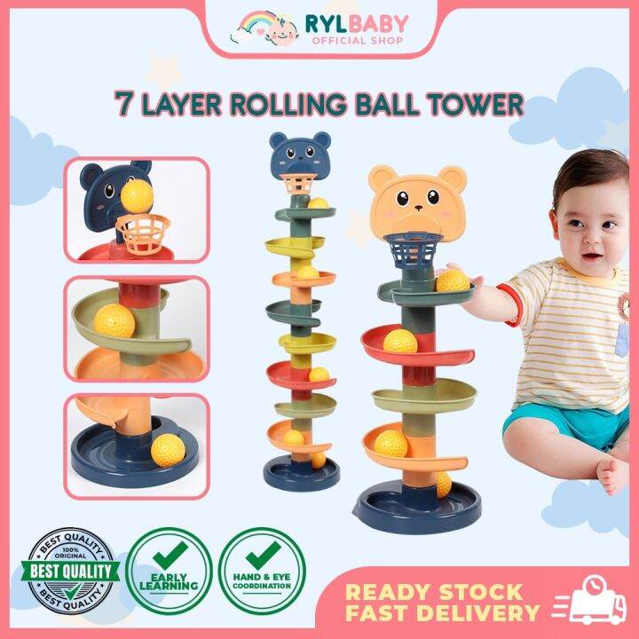 7 Layer Fun Rolling Slide Ball | Insert Ball Stack Tower Gliding Ball Baby Children Early ...