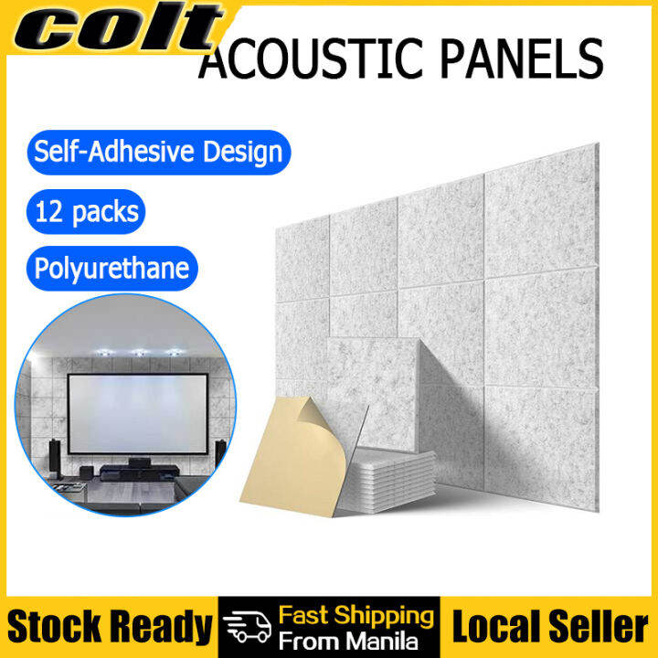 12Pack Acoustic Panels Sound Proof Padding Bevled Edge Polyester Fiber ...