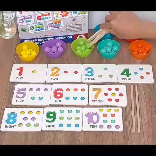พร้อมส่งจากไทย ของเล่นไม้ คีบ หนีบ ตัก นับเลข Number Cognitive ...
