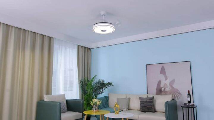 LIGHT OF CITY Modern 36 Inch LED Ceiling Fan Light, White Pendant Light ...
