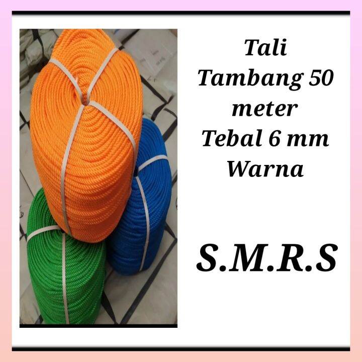 tali tambang 50 meter 6mm warna / tali tambang mobil pick up tali tambang plastik 6mm tali ...